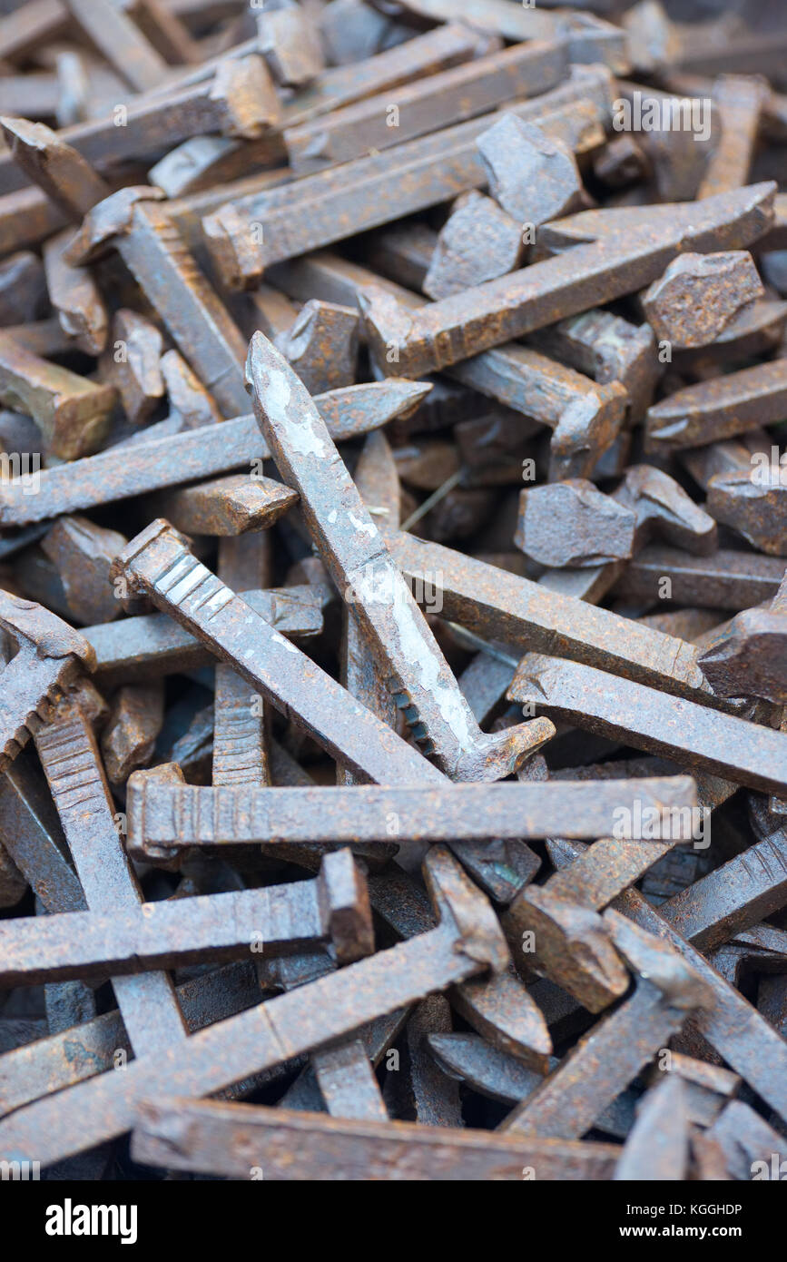 Old rusty railroad spikes Stock Photo - Alamy
