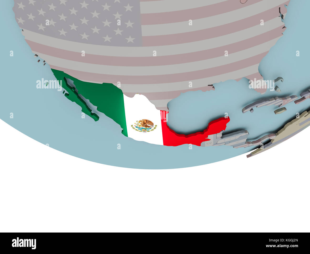 3D illustration of Mexico with embedded flag on political globe. 3D ...