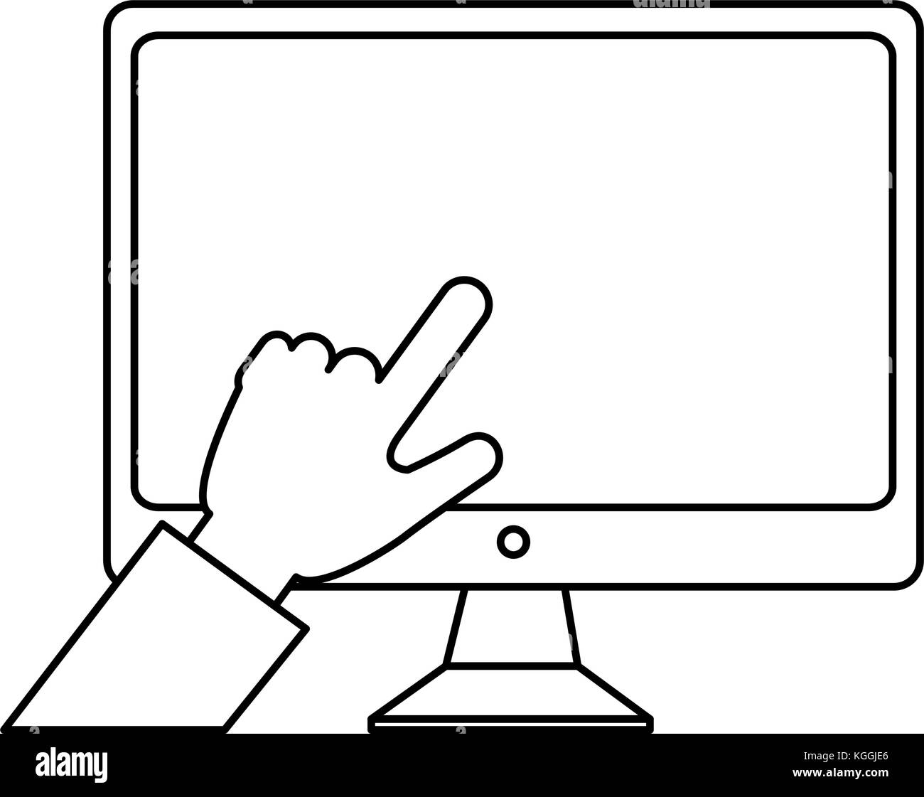desktop computer with hand touching vector illustration design Stock ...