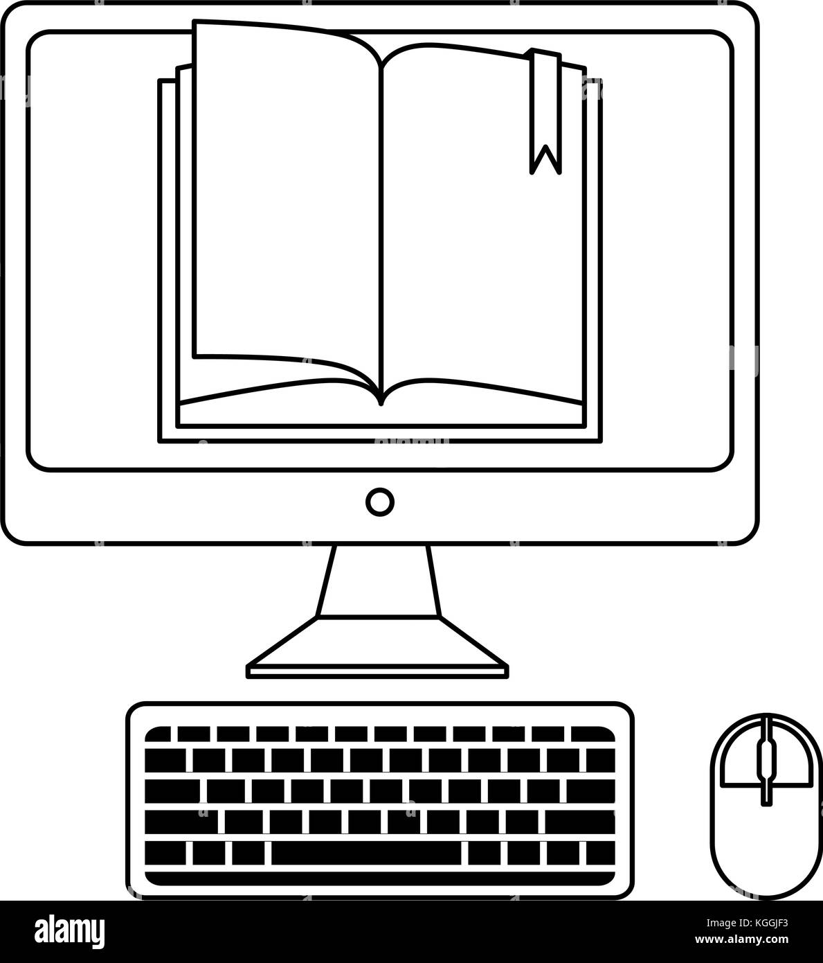 desktop computer with ebook vector illustration design Stock Vector ...