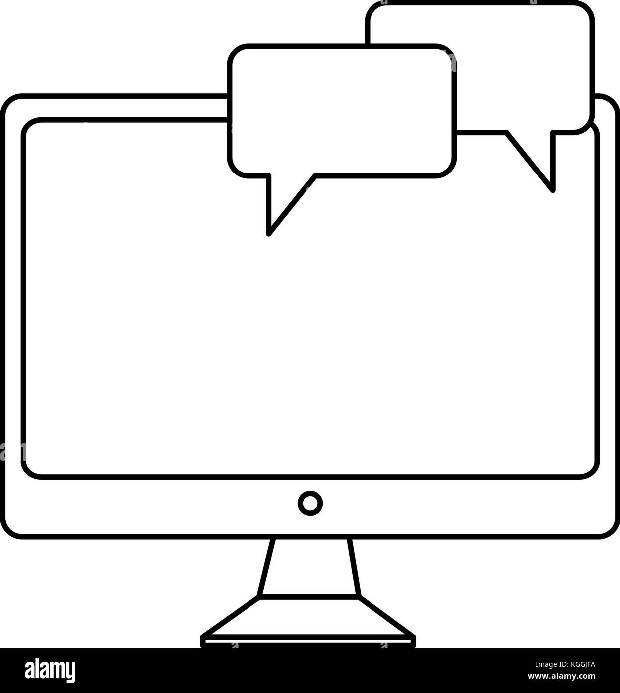 desktop computer with speech bubbles vector illustration design Stock ...