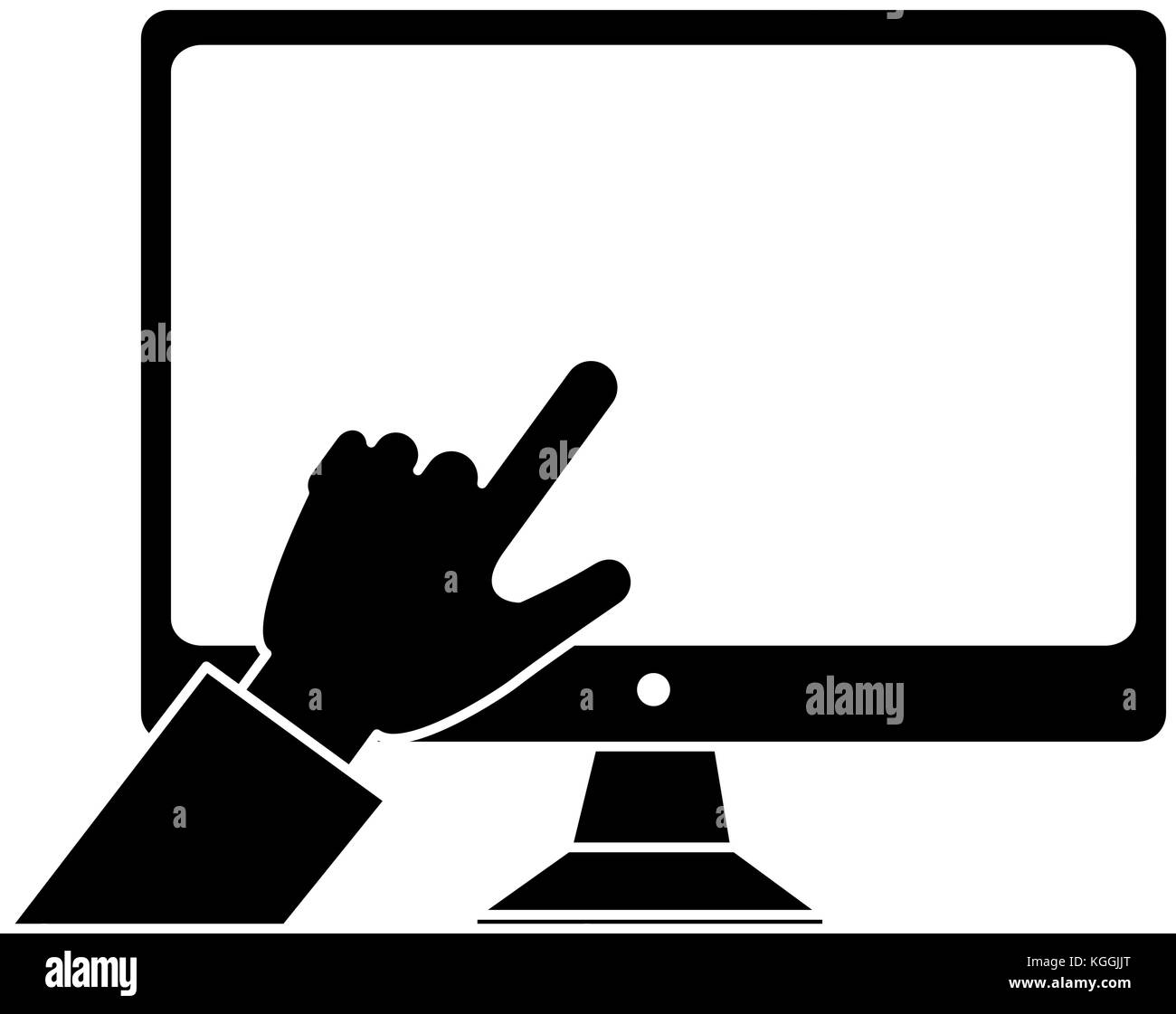 desktop computer with hand touching vector illustration design Stock ...