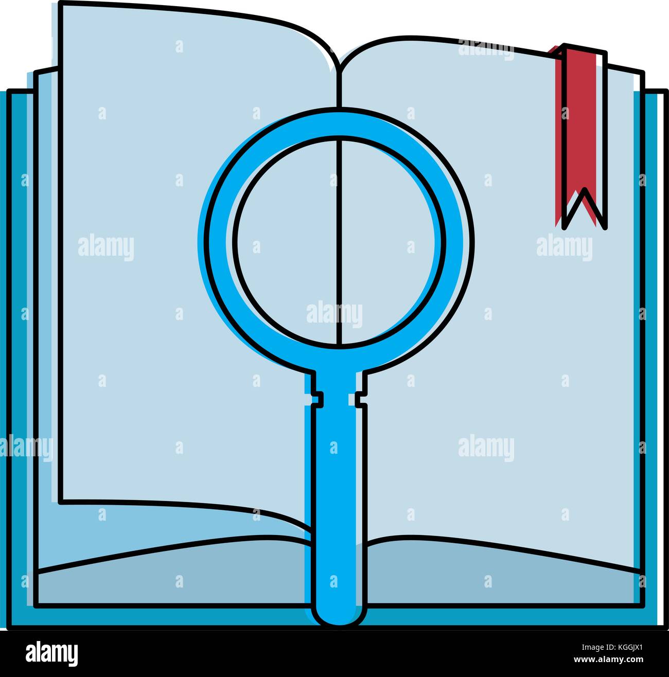 text book with magnifying glass vector illustration design Stock Vector ...