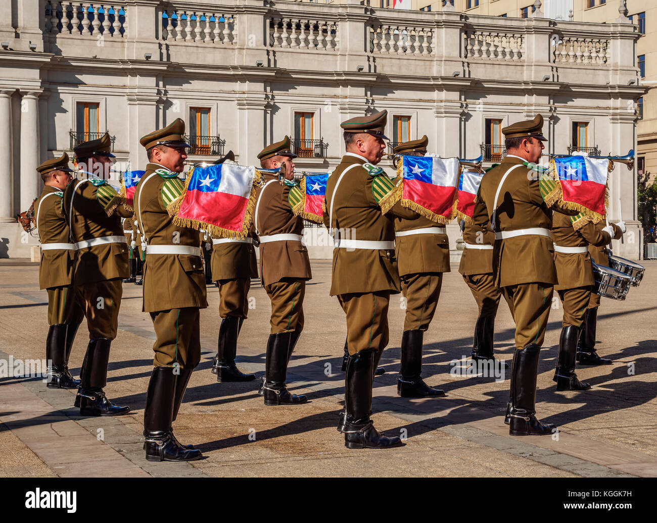 Changing of the Guard at La Moneda Palace, Plaza de la Constitucion ...