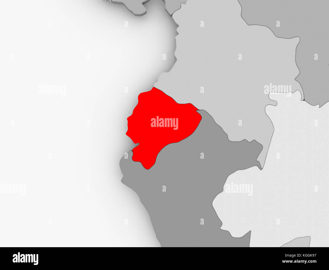 Ecuador in red on grey political map. 3D illustration Stock Photo - Alamy
