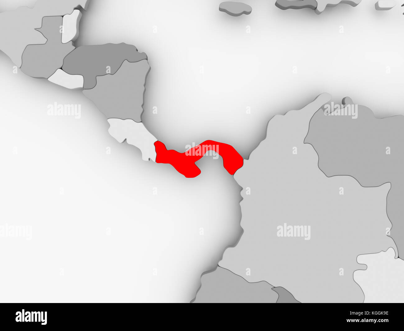 Panama in red on grey political map. 3D illustration Stock Photo - Alamy