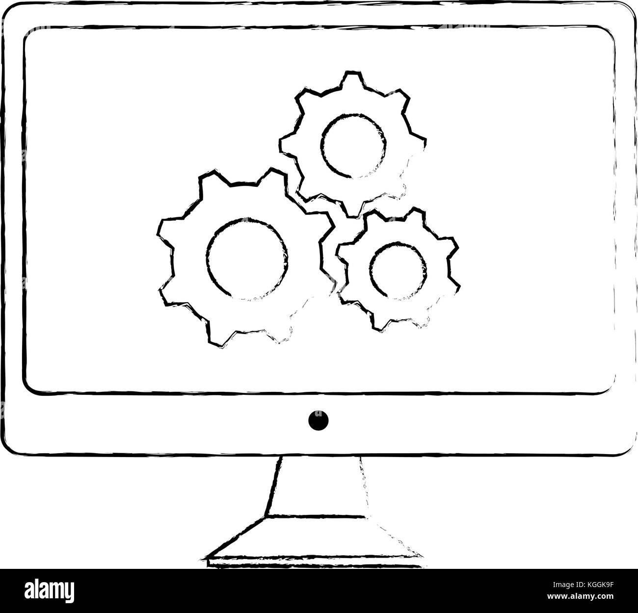 monitor computer with gears vector illustration design Stock Vector ...