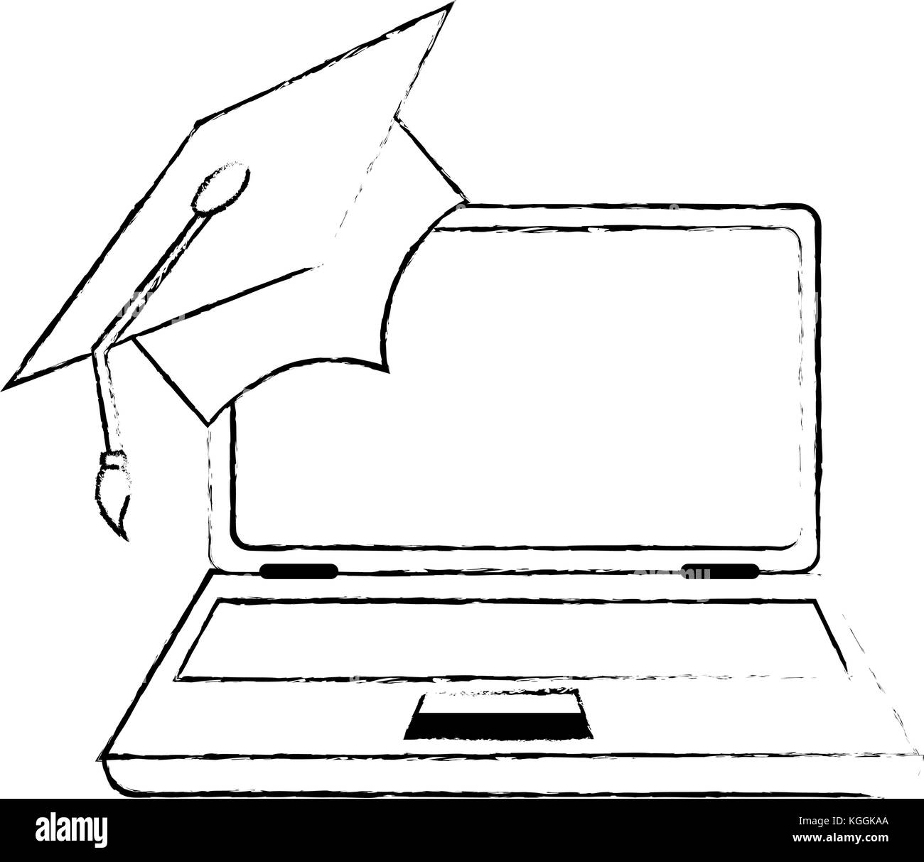laptop computer with graduation hat vector illustration design Stock ...