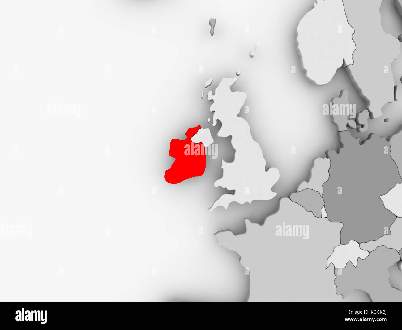 Ireland in red on grey political map. 3D illustration Stock Photo - Alamy