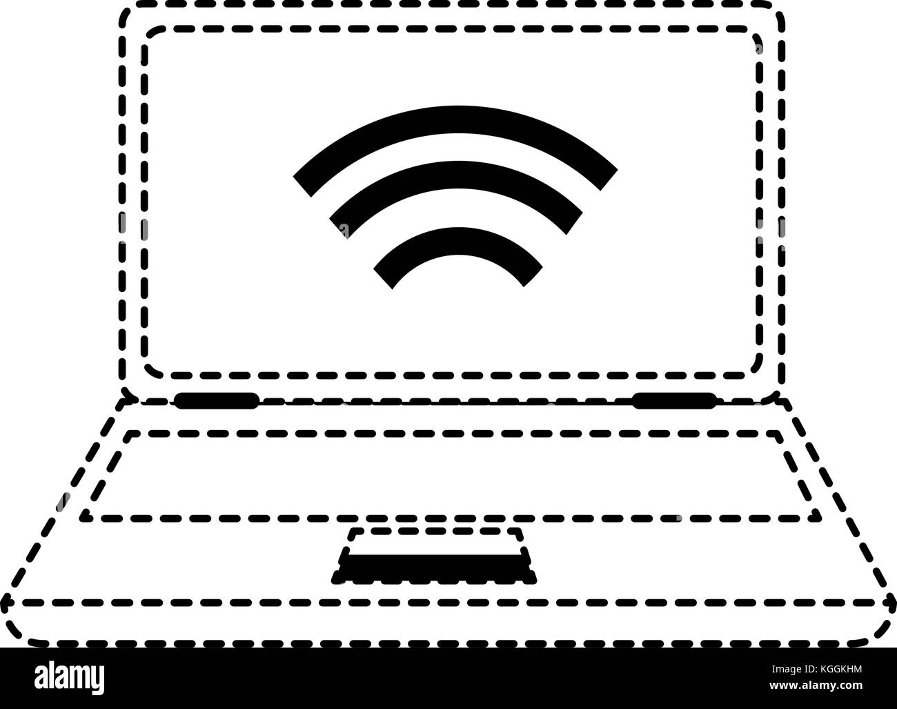 laptop computer with wifi signal vector illustration design Stock ...