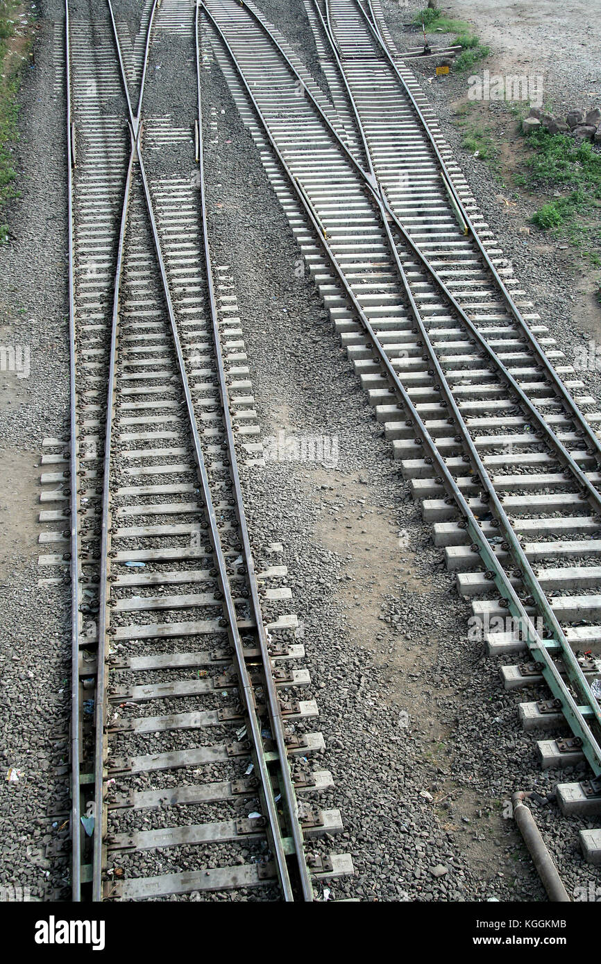 Track changing maze of pairs of railway tracks Stock Photo - Alamy