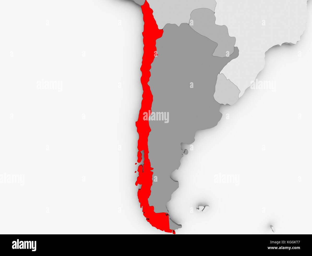 Chile in red on grey political map. 3D illustration Stock Photo - Alamy