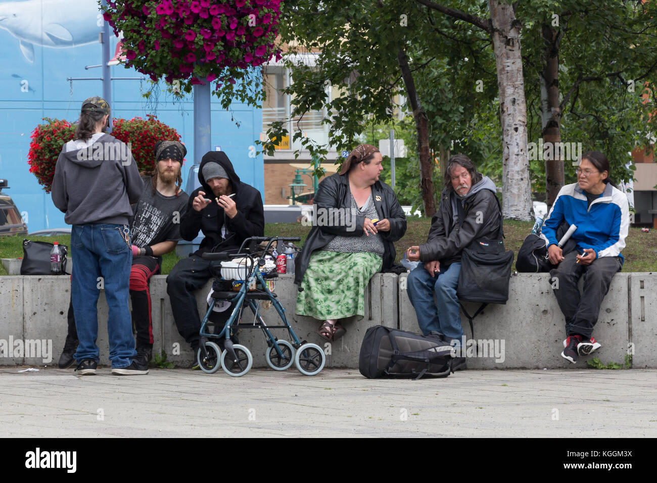 Anchorage, Alaska, USA - August 4th, 2017: Hippies and local habitants ...