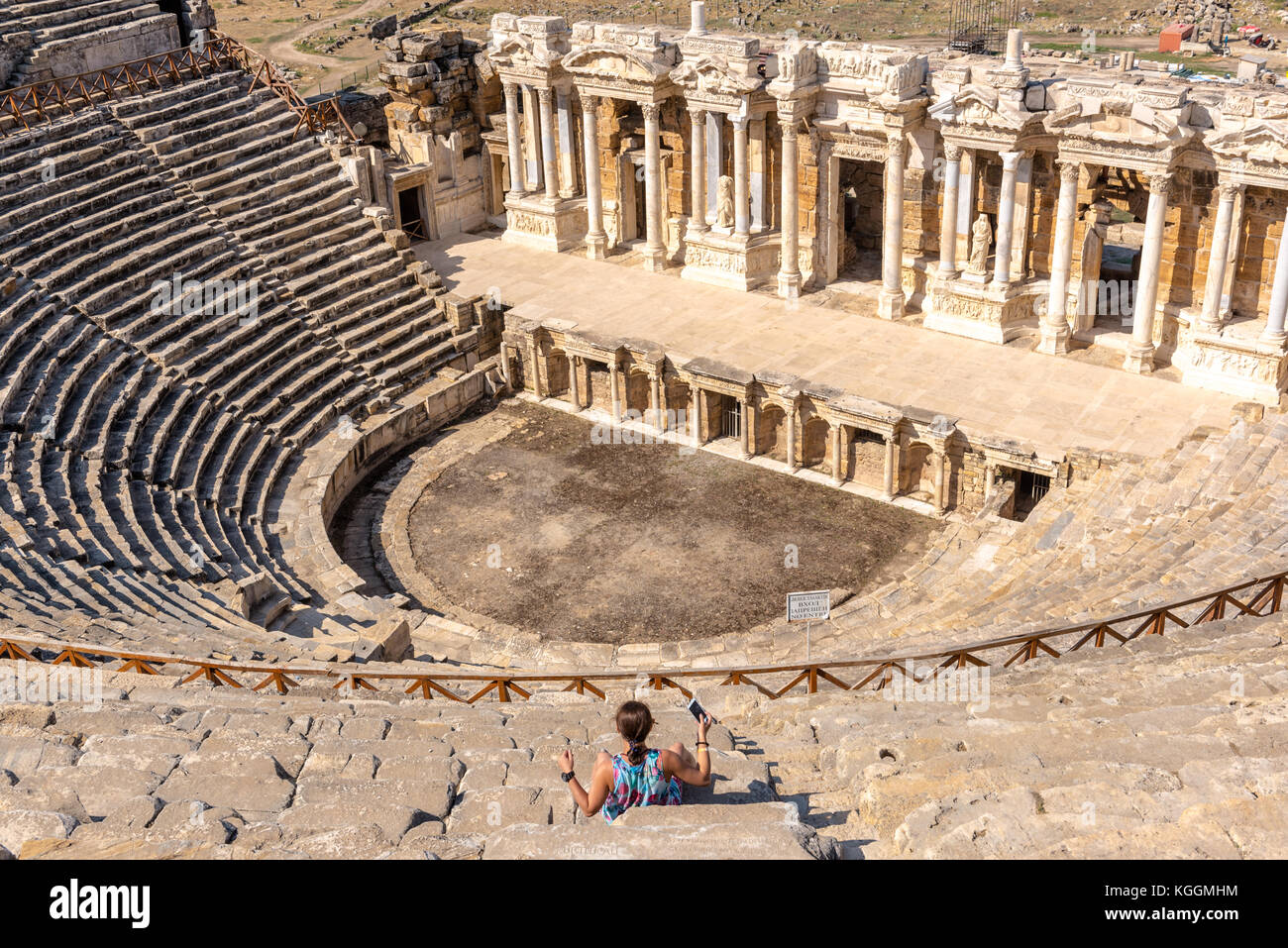 People visit The ruins of Antique Theater in ancient Greek city ...