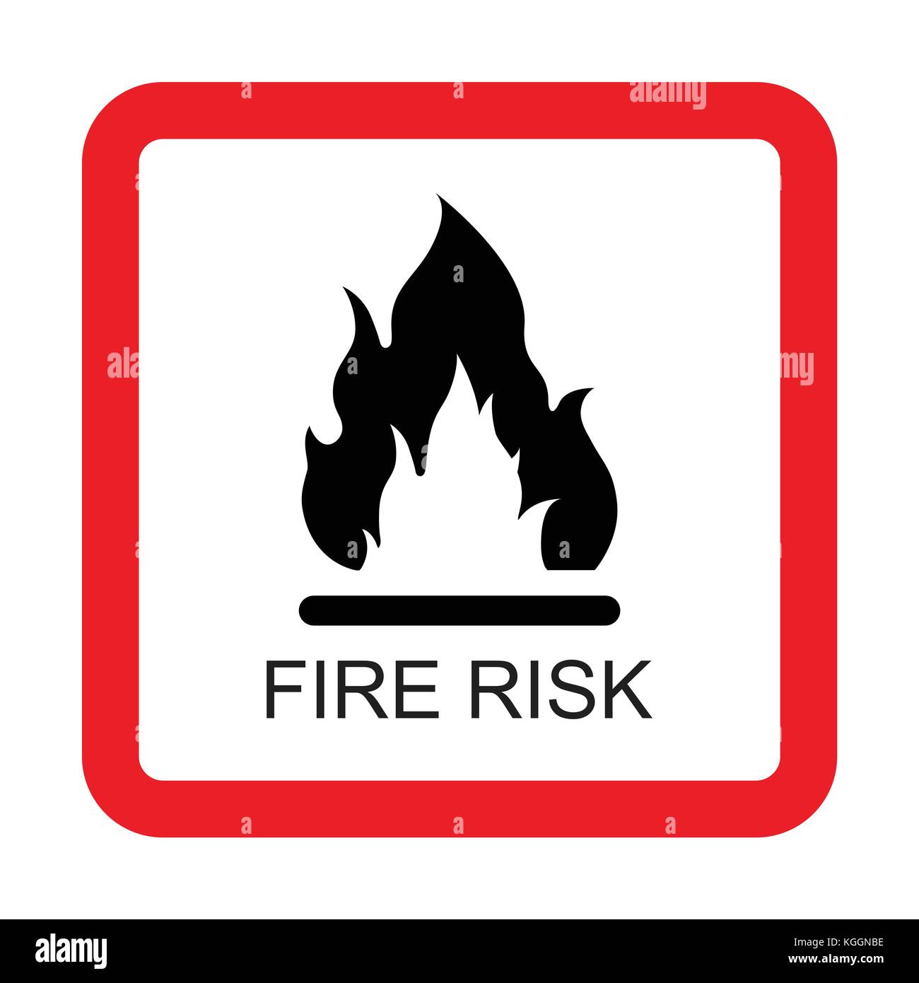 Vector illustration red and white Fire risk sign icon isolated on white ...
