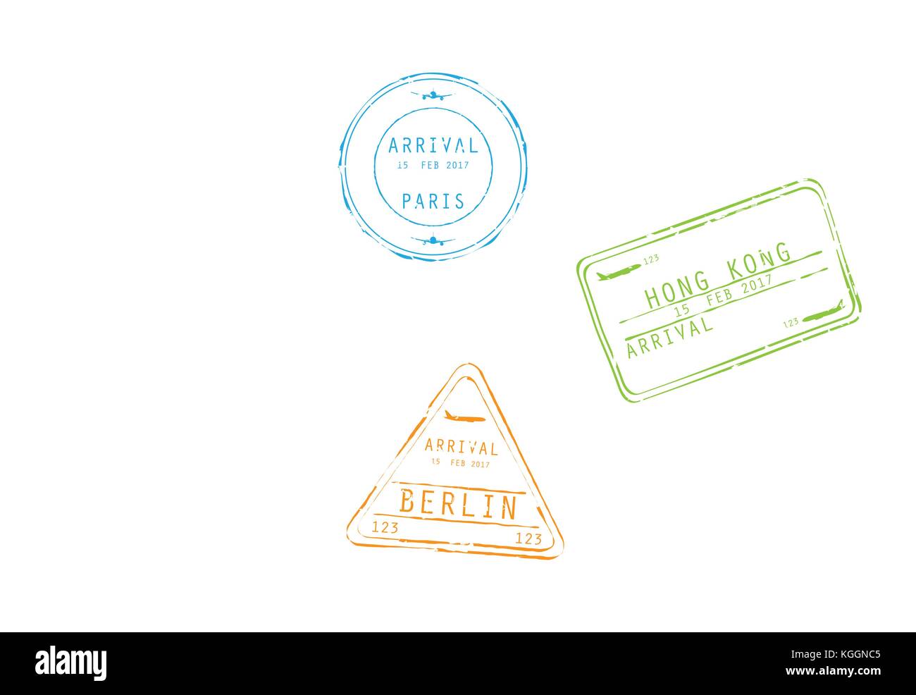 Vector illustration set of International travel visa stamps isolated on ...