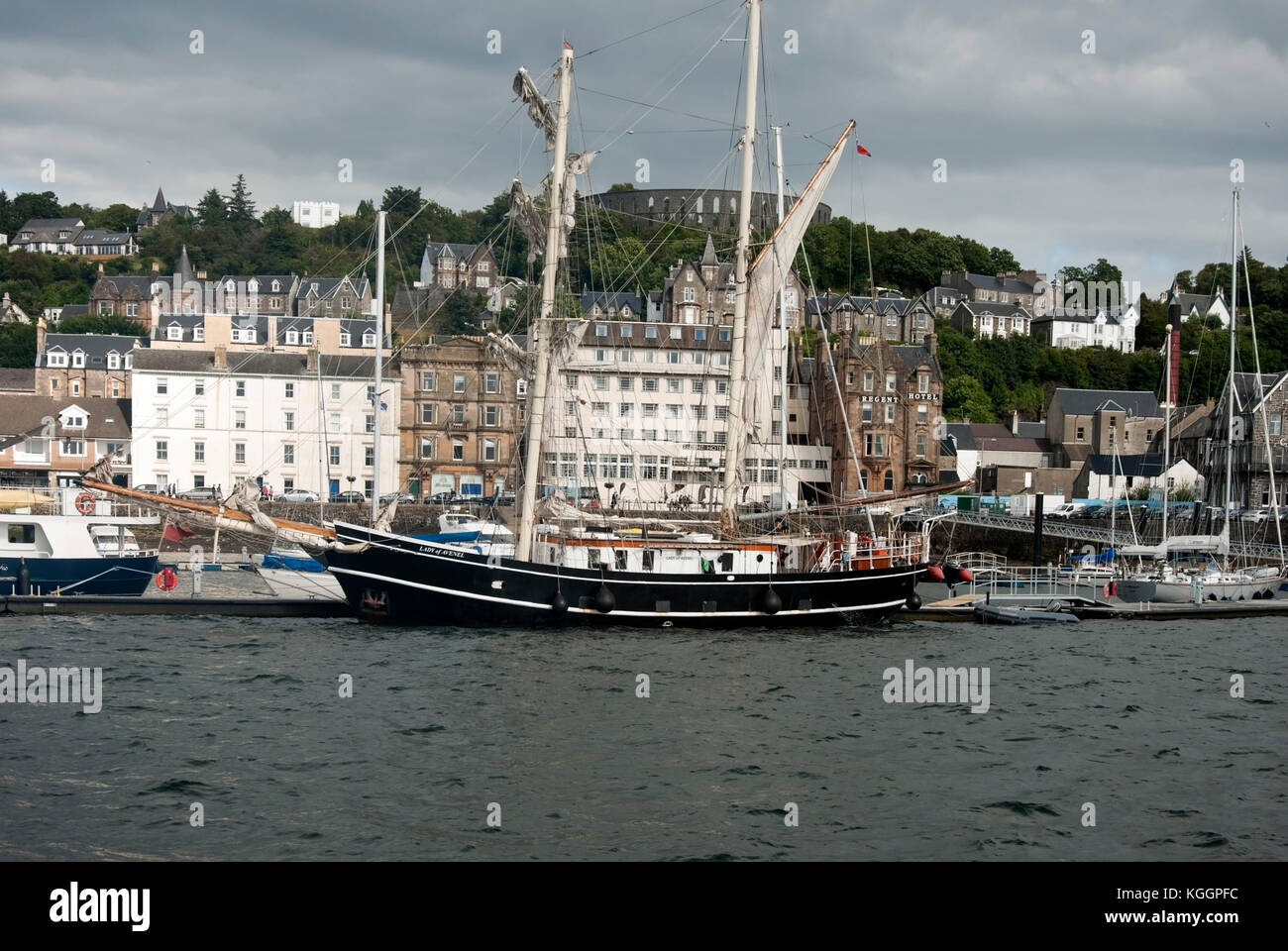 1960's Tall Ship Lady of Avenel Moored at the Pontoons Oban Scotland ...