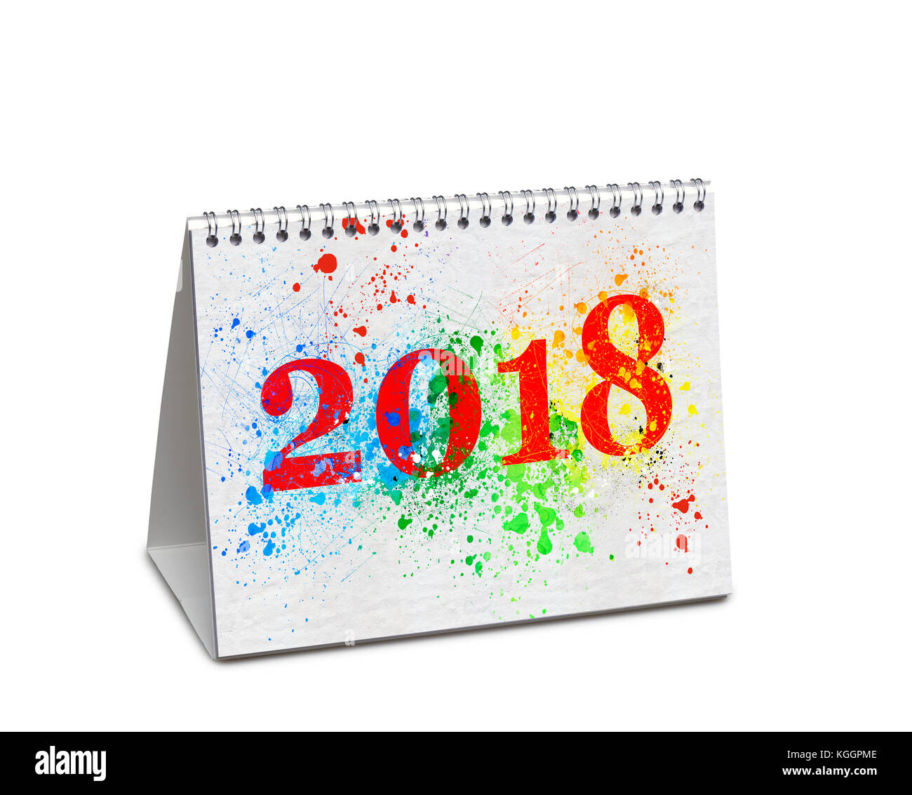 Happy new year 2018 desk calendar isolated on white with clipping path ...