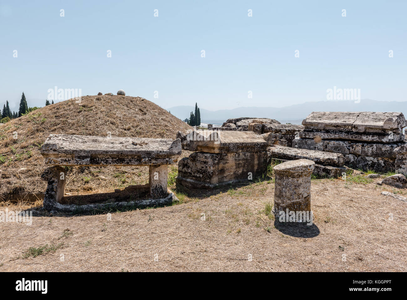 Ancient tombs at Hierapolis northern necropolis in Pamukkale, Turkey ...