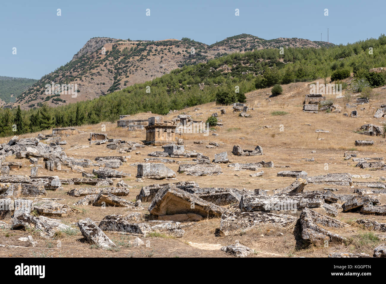 Ancient tombs at Hierapolis northern necropolis in Pamukkale, Turkey ...