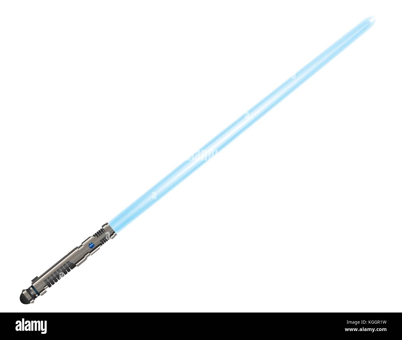 A sci-fi light sword weapon with a blue blade isolated on a white ...