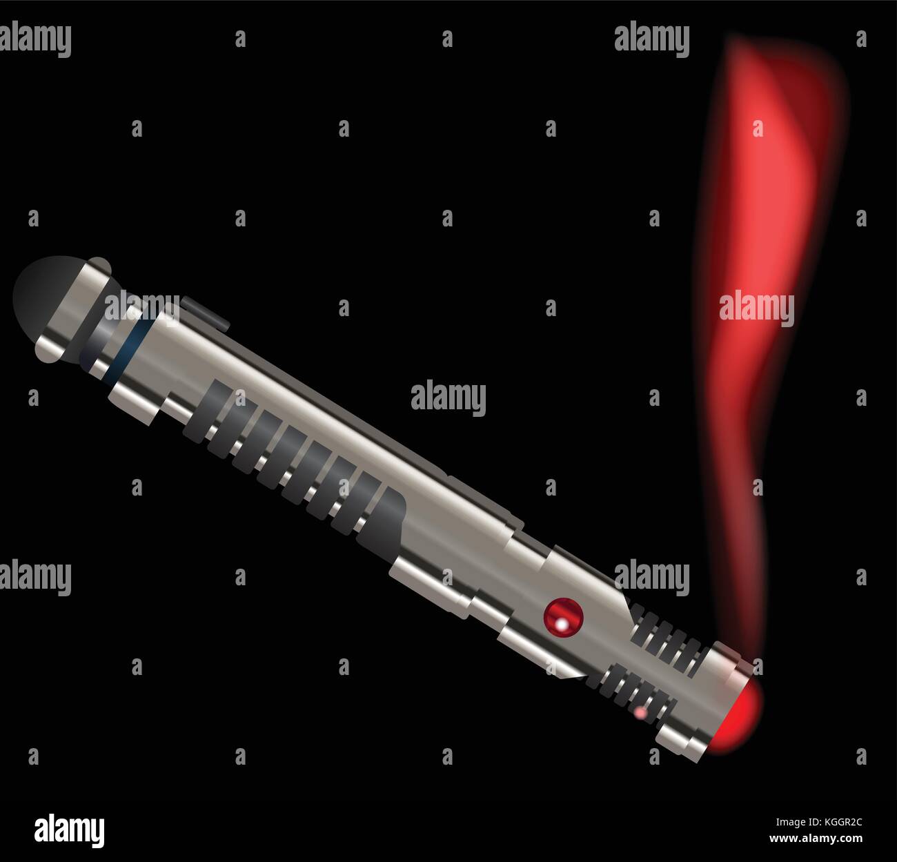 A smoking sci-fi light sword weapon isolated on a white background ...