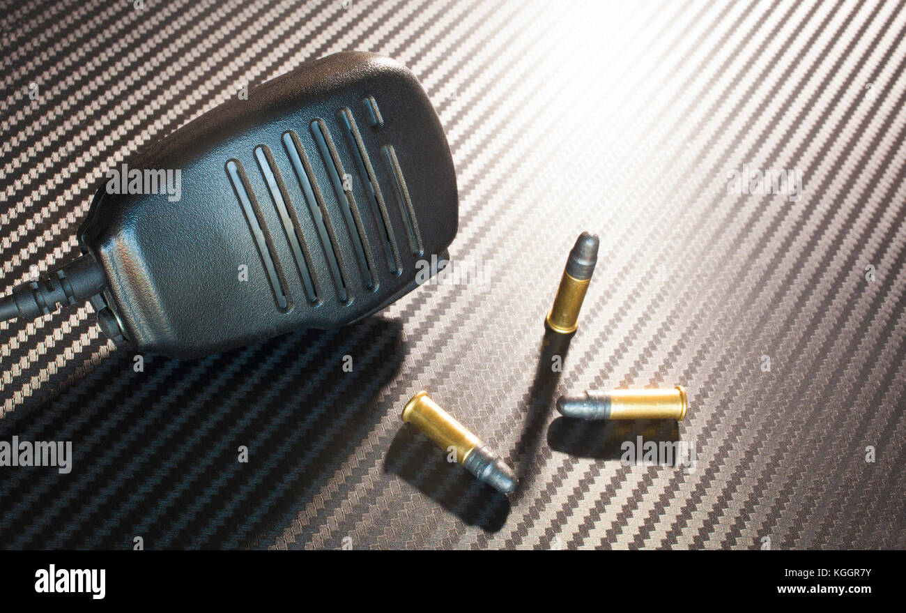 Police style microphone with three rim fire catridges Stock Photo - Alamy