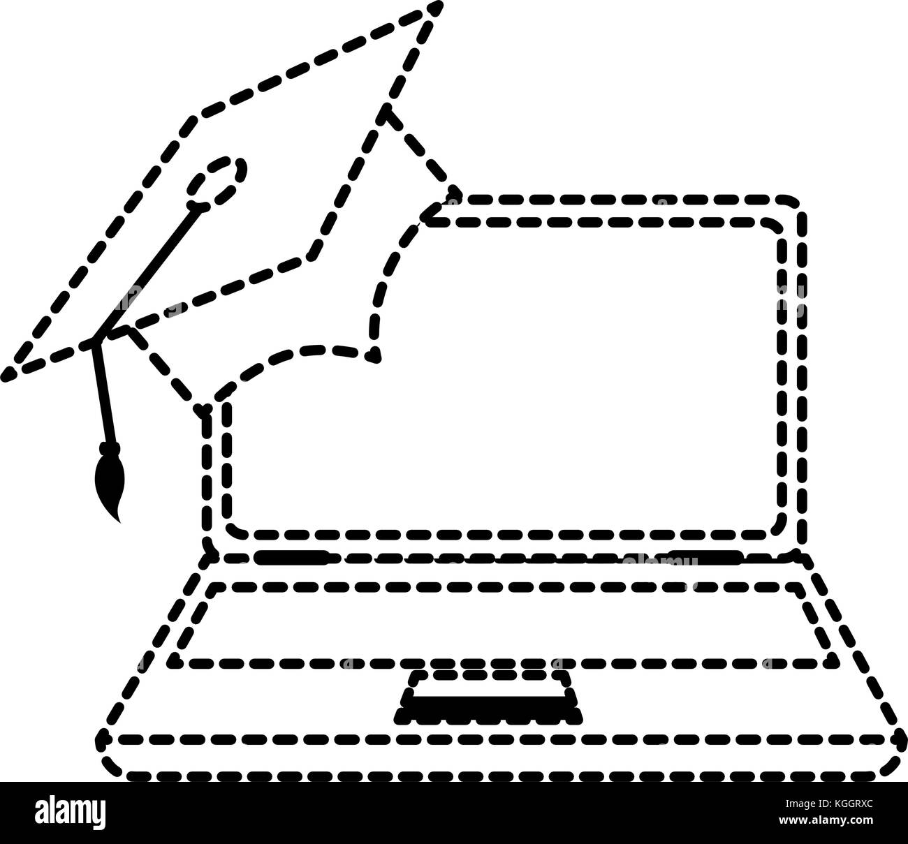 laptop computer with graduation hat vector illustration design Stock ...