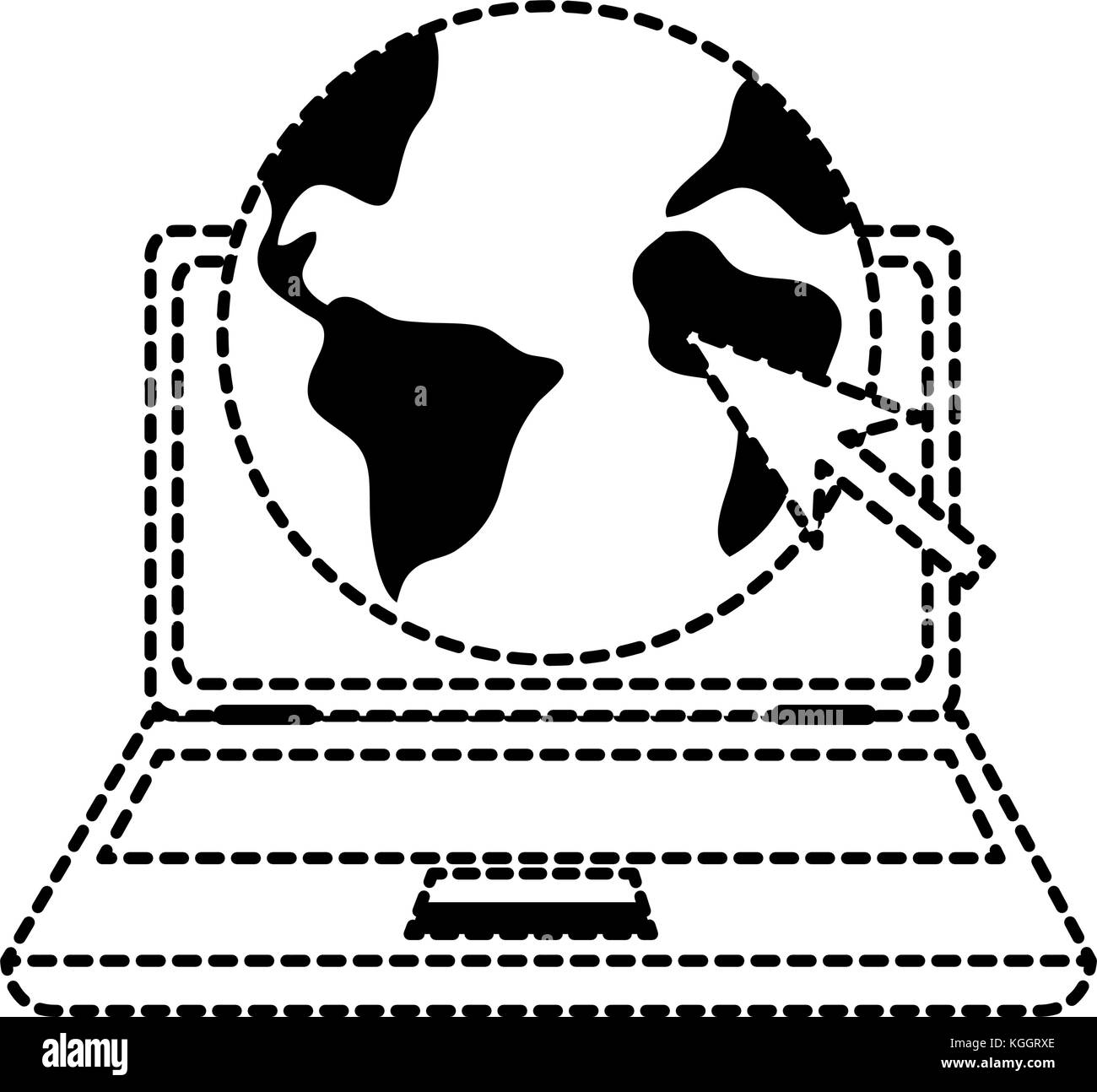 laptop computer with planet vector illustration design Stock Vector ...