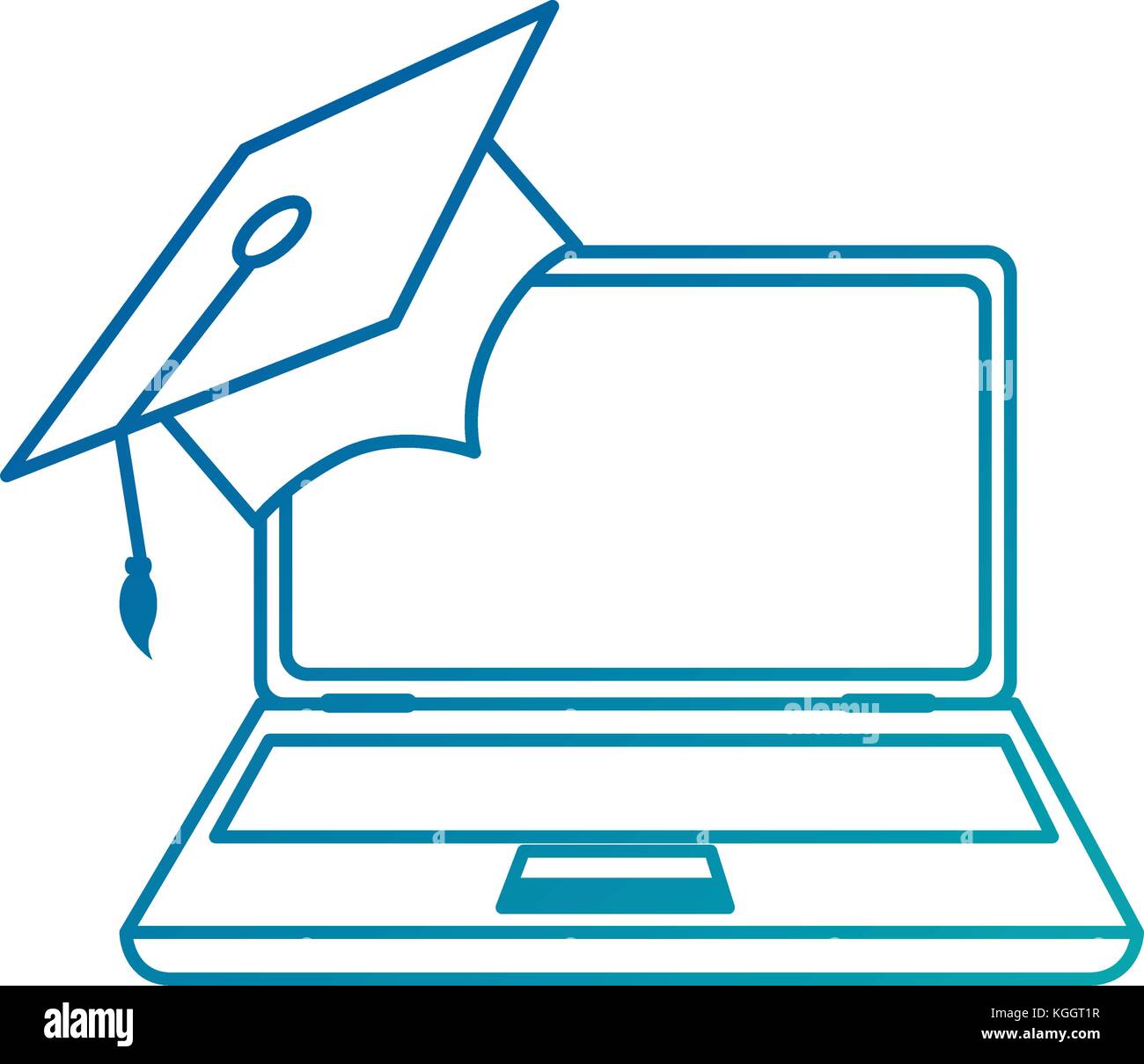 laptop computer with graduation hat vector illustration design Stock ...
