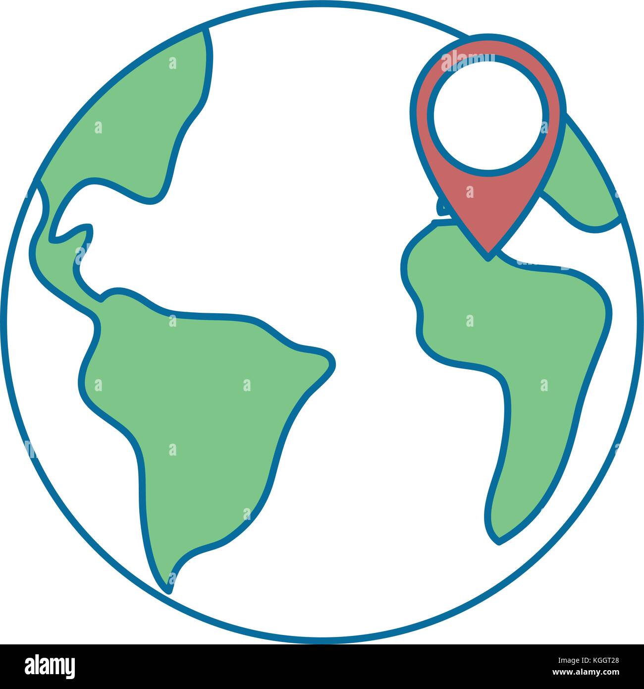 world planet earth with pin pointer vector illustration design Stock ...