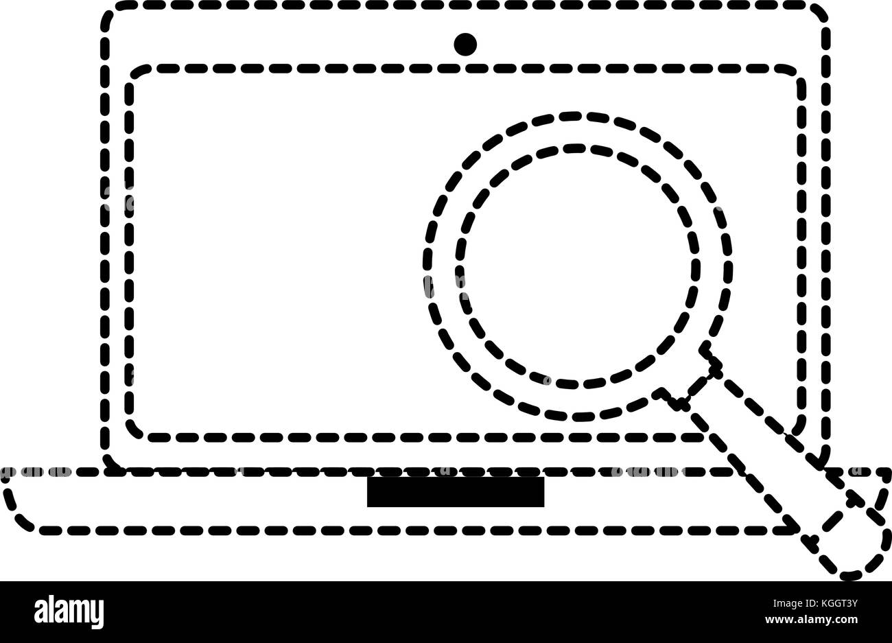 laptop computer with magnifying glass vector illustration design Stock ...