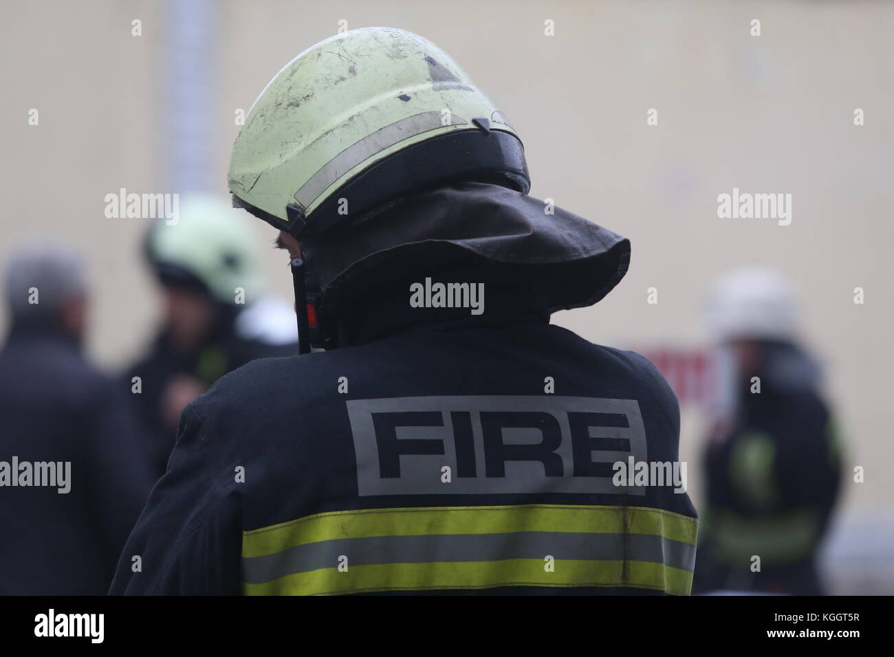 Fire in a historic city-center building. Fire in the office center ...