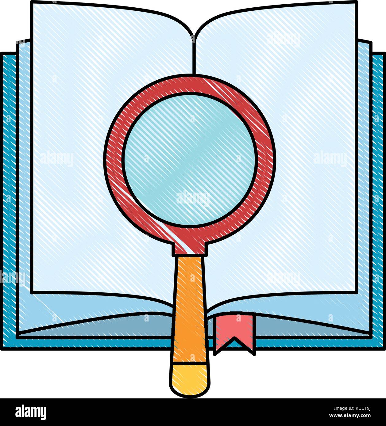 text book with magnifying glass vector illustration design Stock Vector ...