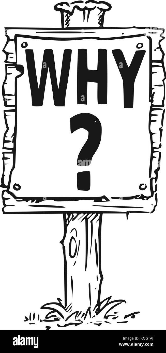 Vector drawing of wooden sign board with question mark and business ...