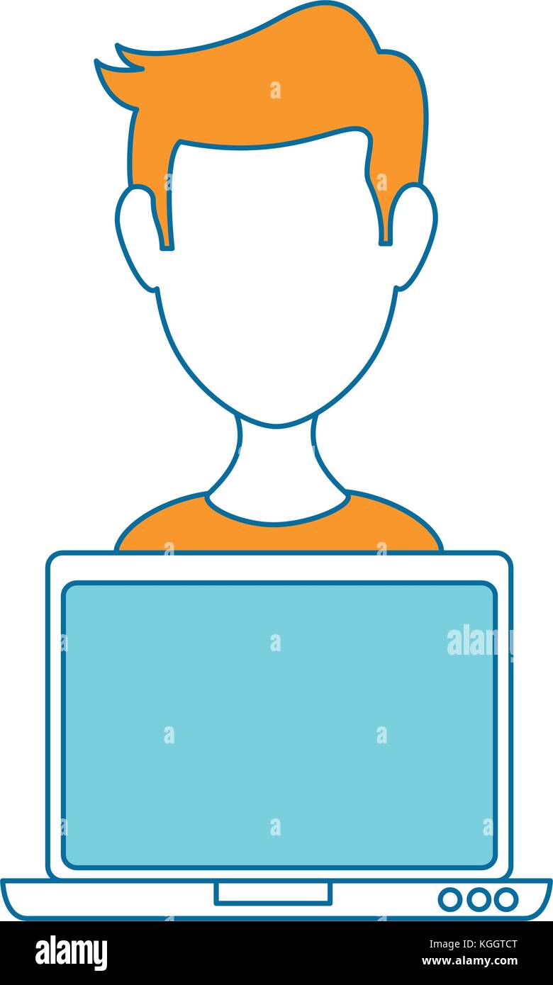 laptop computer with user vector illustration design Stock Vector Image ...