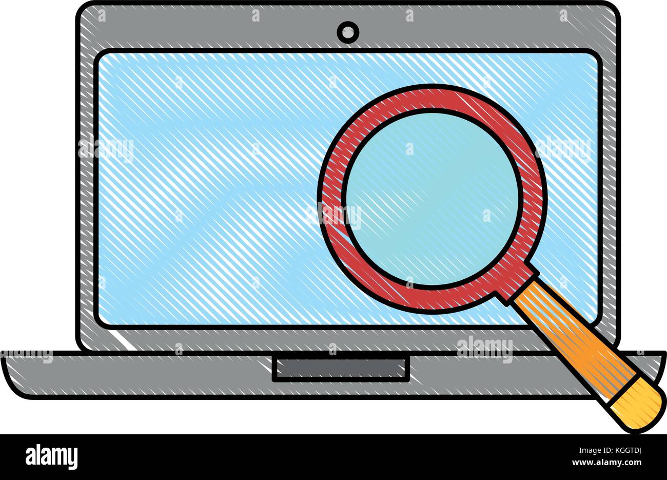laptop computer with magnifying glass vector illustration design Stock ...