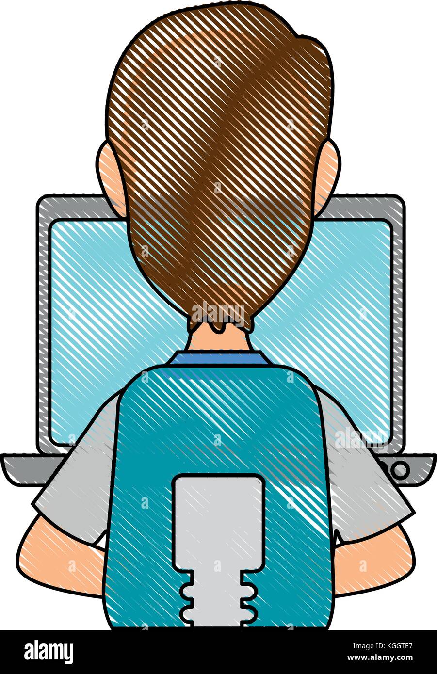 laptop computer with user vector illustration design Stock Vector Image ...