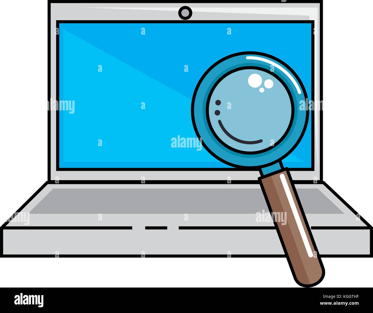 laptop computer with magnifying glass Stock Vector Image & Art - Alamy