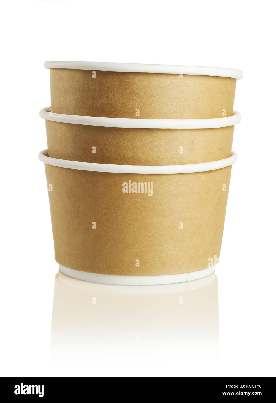 Stack of Three Paper Bowls on White Background Stock Photo - Alamy