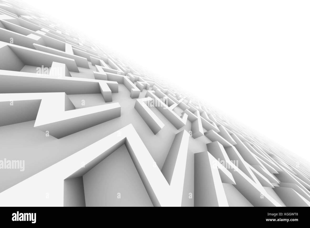 infinite white maze structure with a bright light at the horizon (3d ...