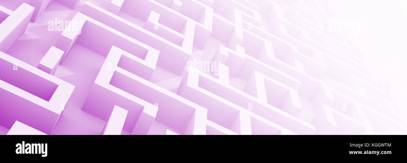 purple maze structure with a bright light at the horizon (3d illustration banner Stock Photo - Alamy
