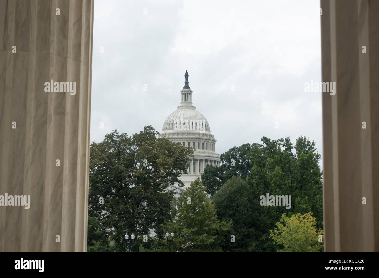The dome of the Capitol viewed from the front steps of the Supreme ...