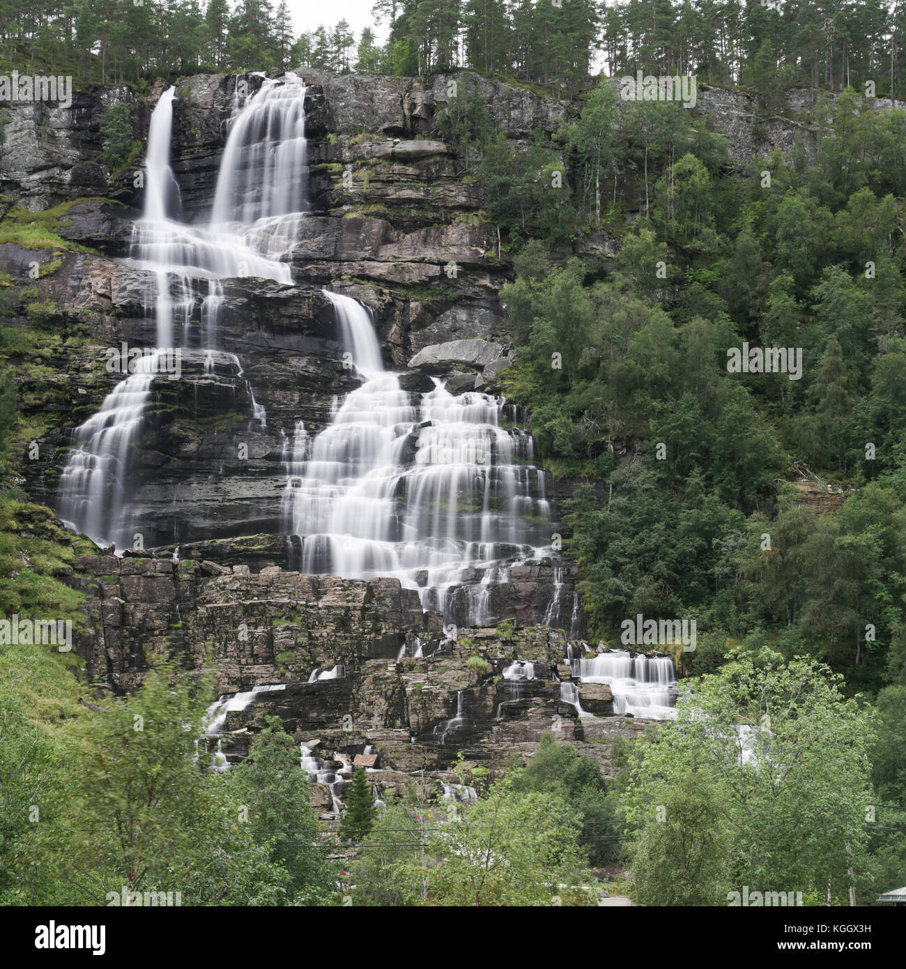 Tvindefossen, a scenic waterfall near Voss, Norway Stock Photo - Alamy