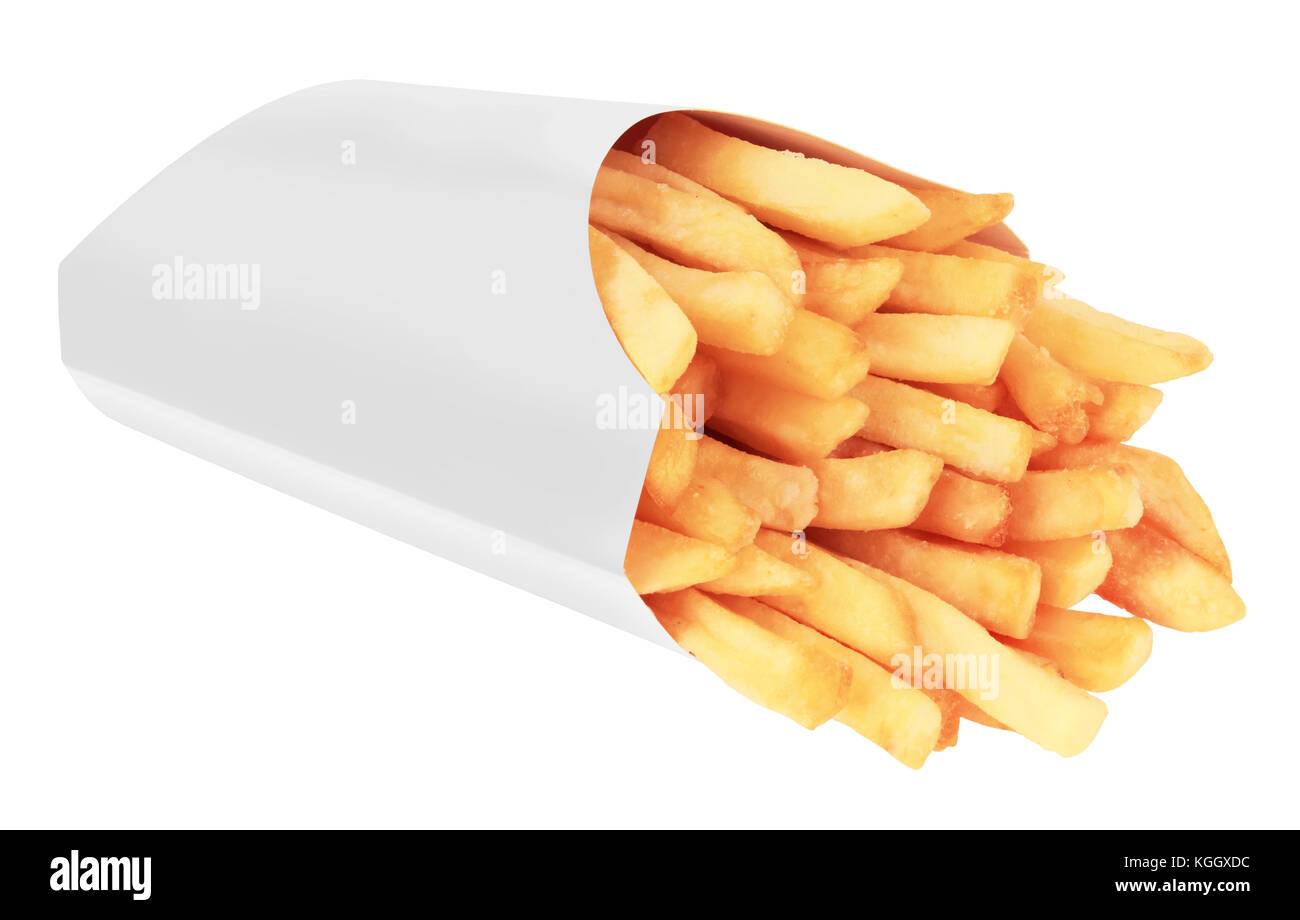 French fries in a white carton box isolated on white Stock Photo - Alamy