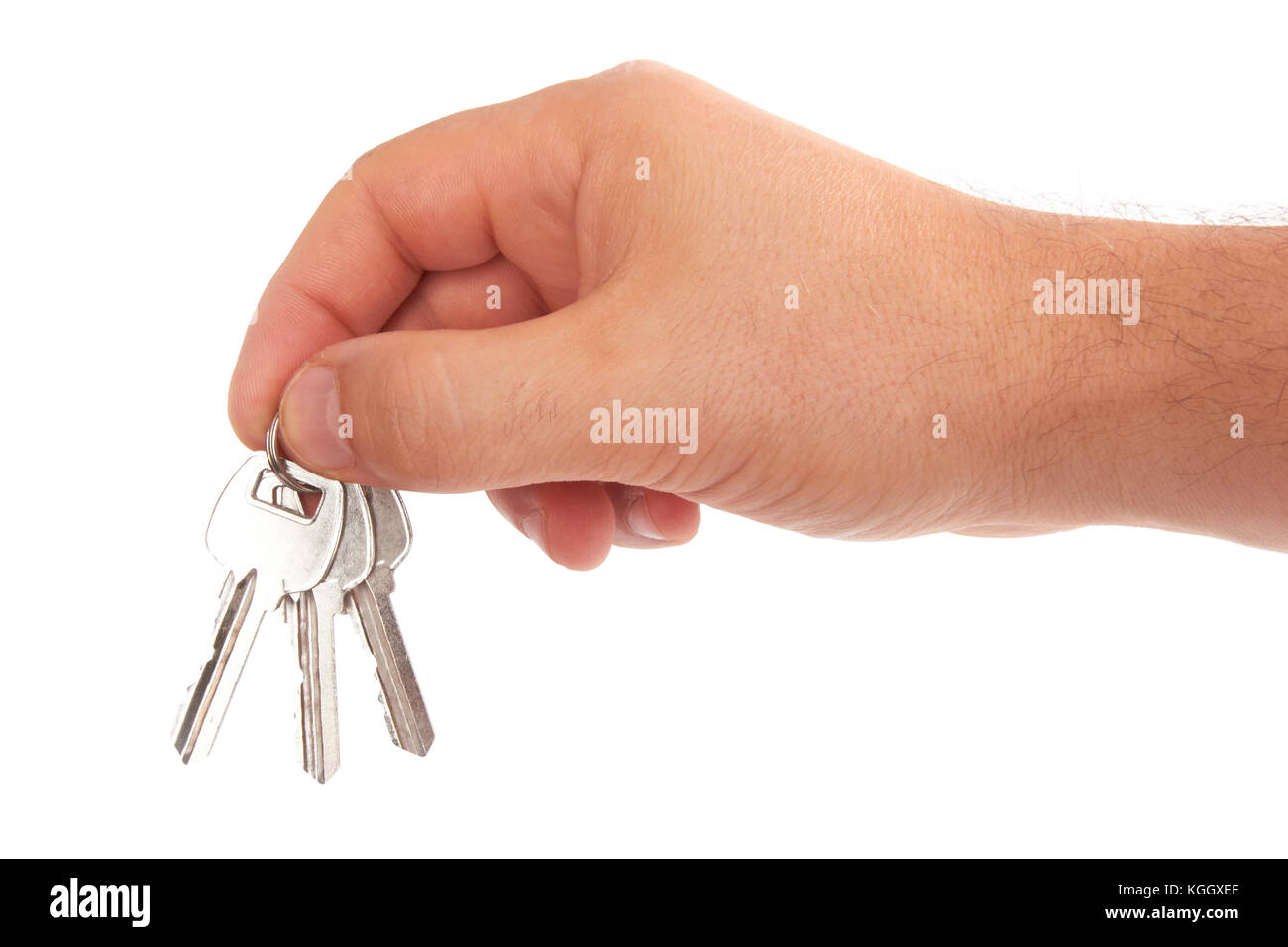 A set of keys in hand isolated on a white Stock Photo - Alamy