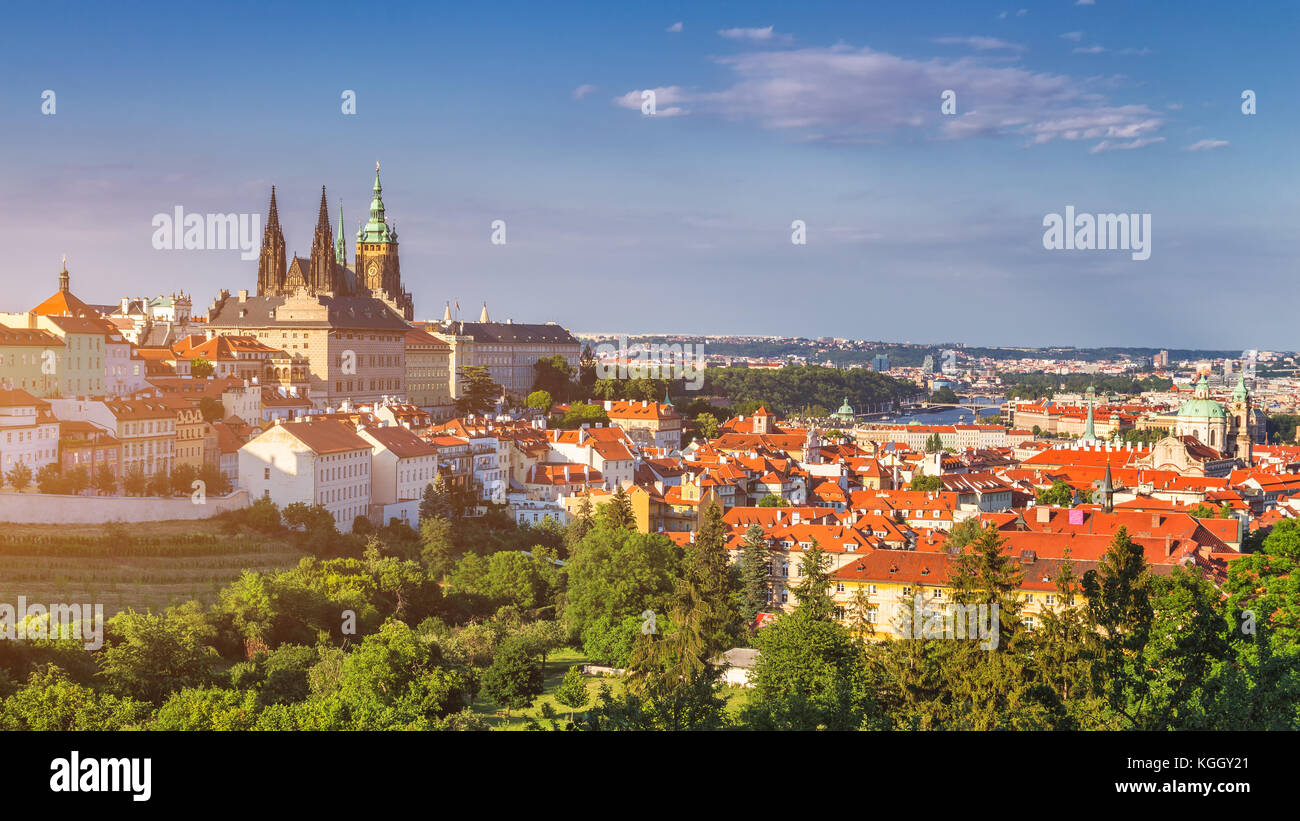 Prague Castle and Saint Vitus Cathedral, Czech Republic. Panoramic view ...