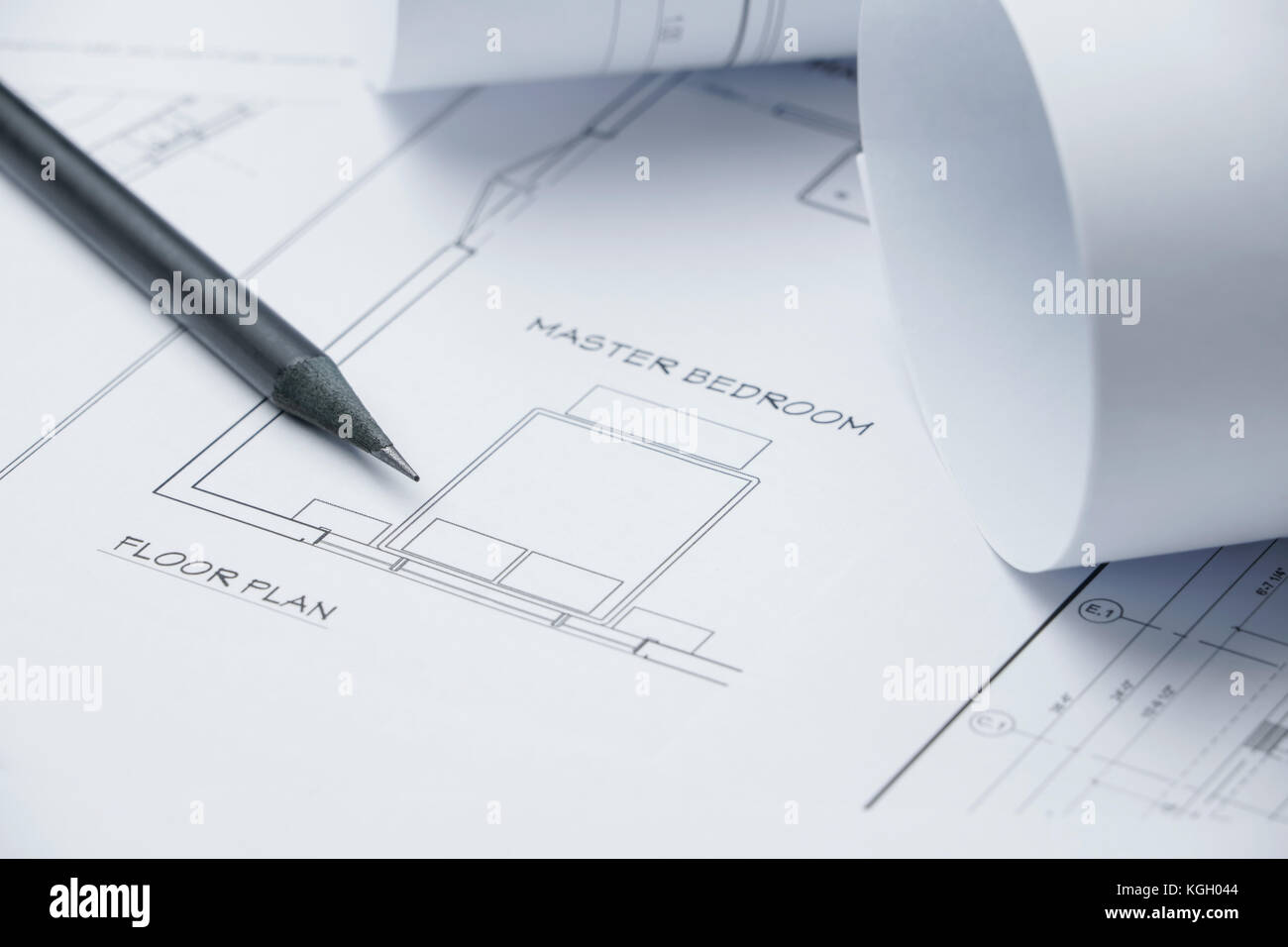black pencil on architectural drawing paper and rolls for construction ...