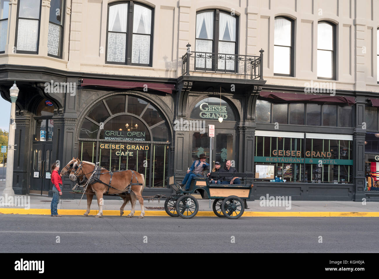 Horse and buggy tour in front of the historic Geiser Grand Hotel in ...