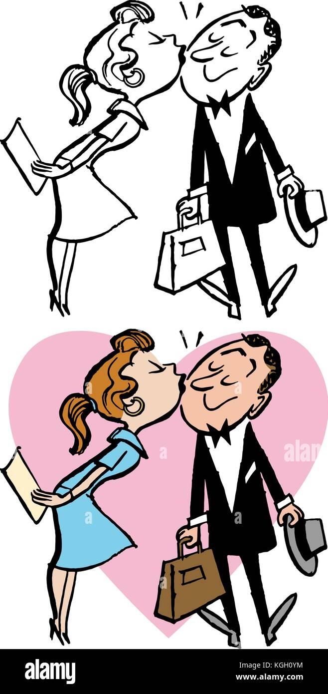 Kiss goodbye couple Stock Vector Images - Alamy